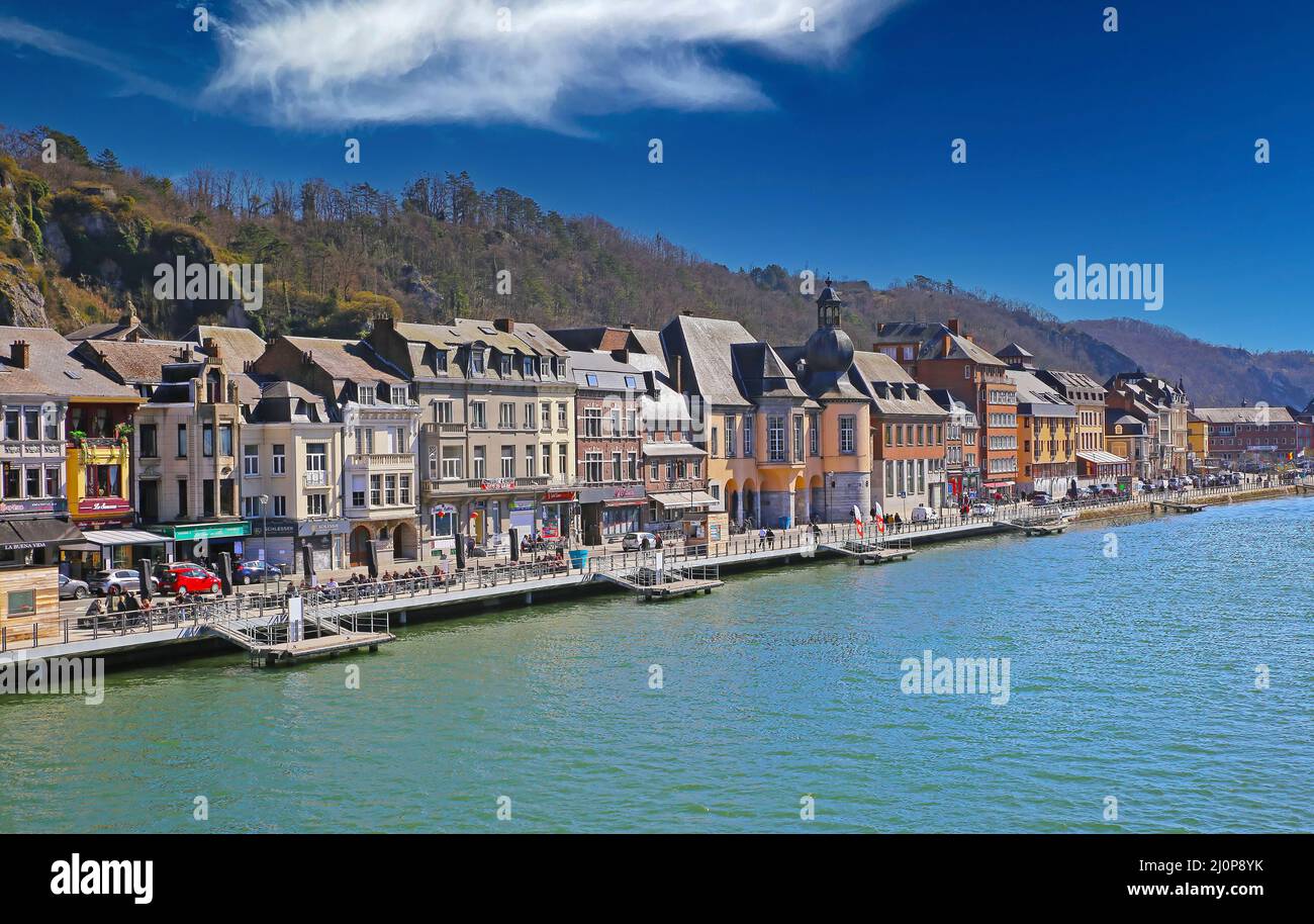 Dinant, Belgium - March 9. 2022: View over river meuse on waterfront ...