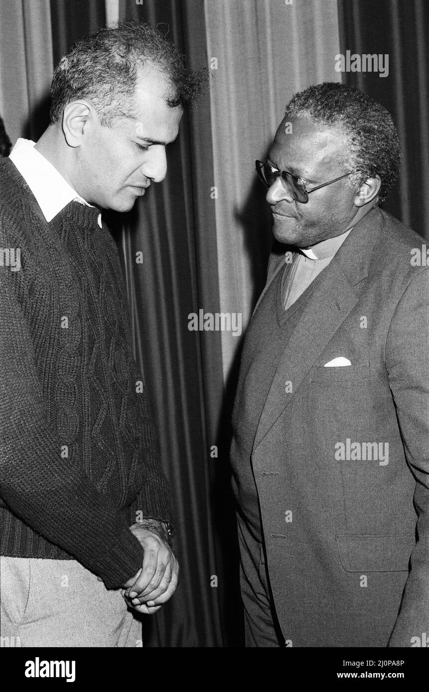 Bishop Desmond Tutu at Kings College for a press conference, pictured ...
