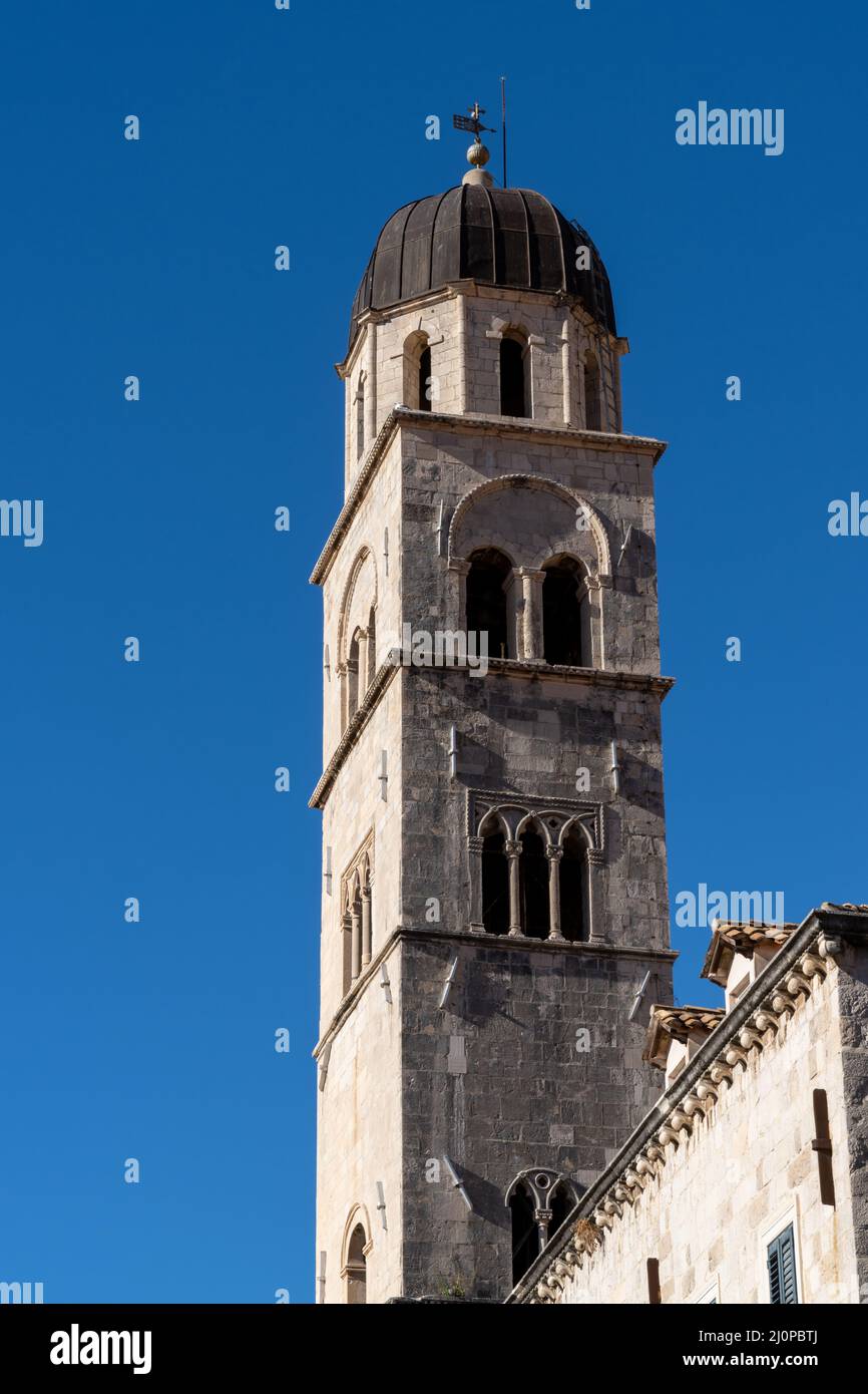 The Franciscan Church bell tower in the historic city center of ...