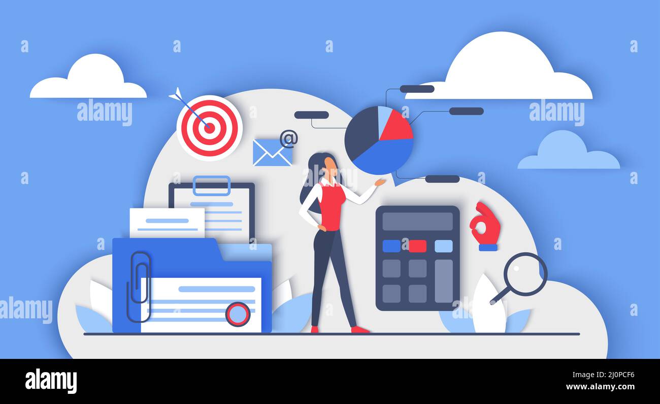 Business audit and financial research. Auditor doing systematic control ...