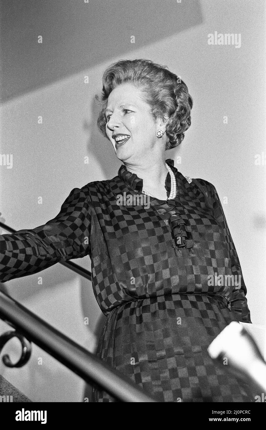 Prime Minister Margaret Thatcher celebrates at Conservative party ...