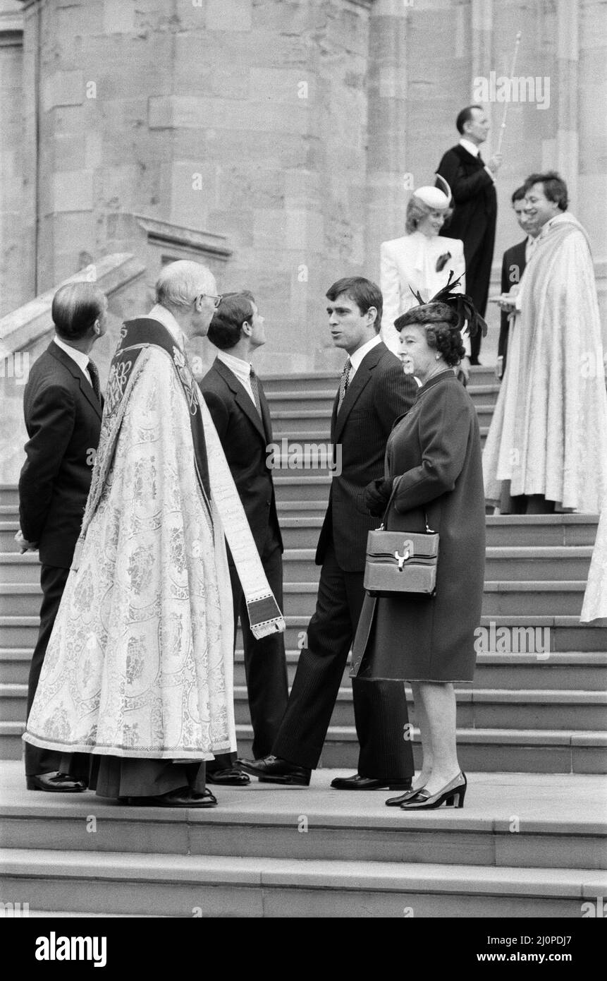 The Royal family pictured at St George's Chapel, Windsor, after the ...