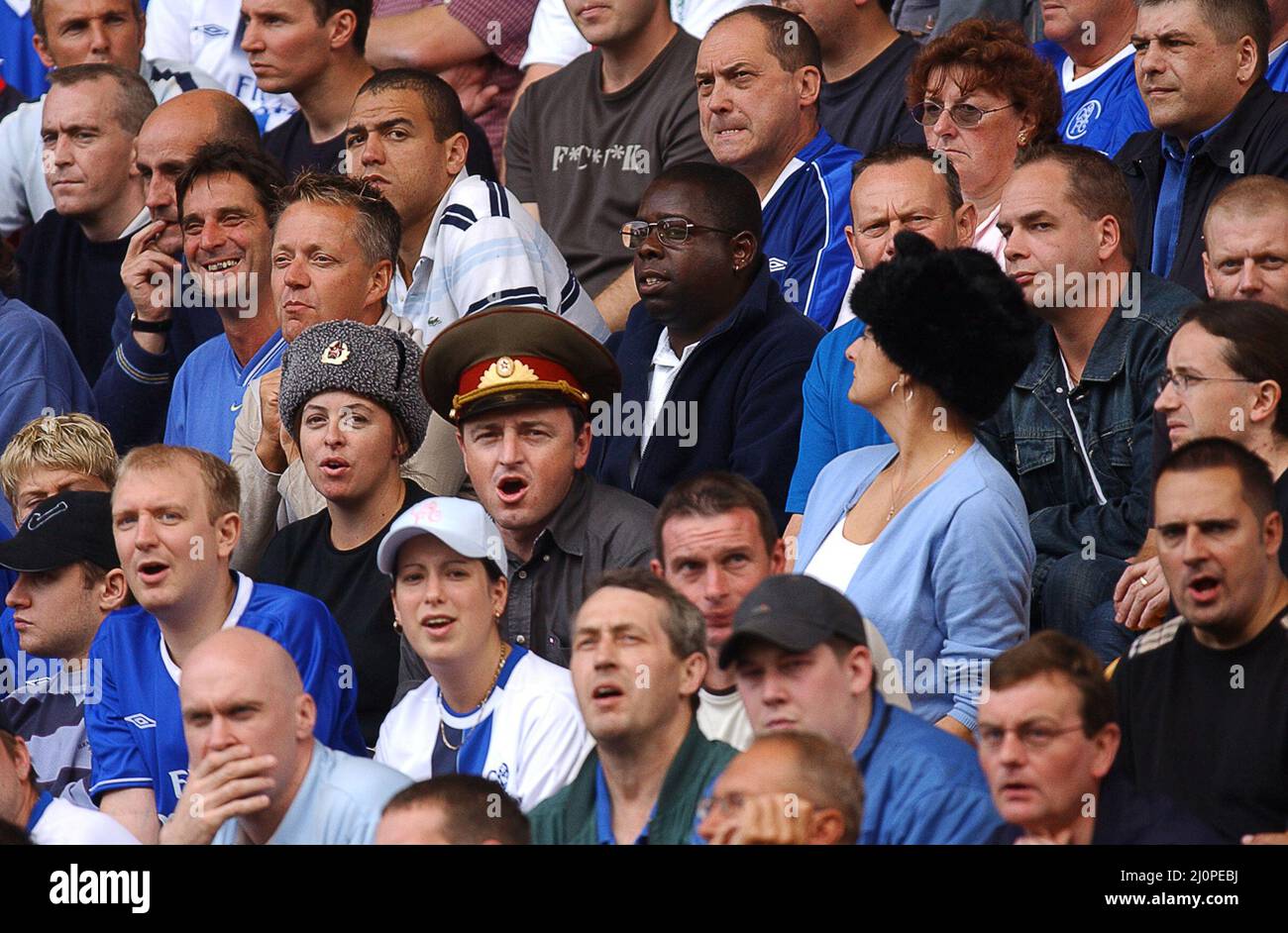 Chelsea Football Club fans supporters wearing Russian hats at ...