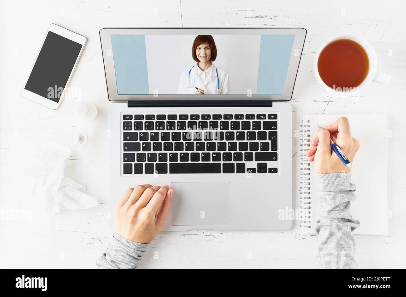 Telemedicine, video call to doctor, communication with medicine online ...