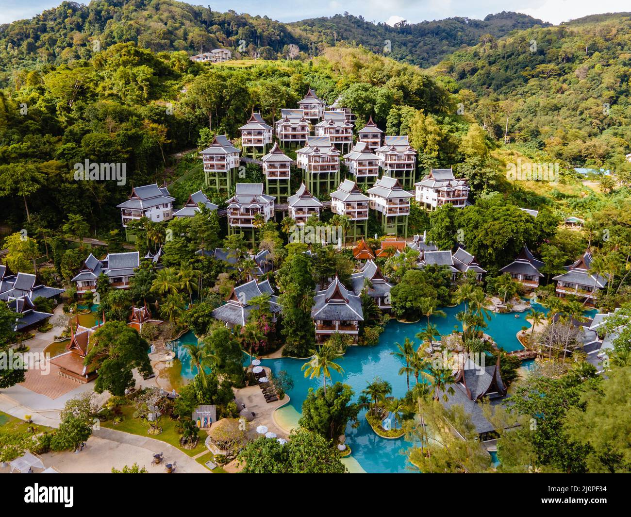 Phuket Thailand , luxury Thavorn hotel aerial view from the sky Stock ...