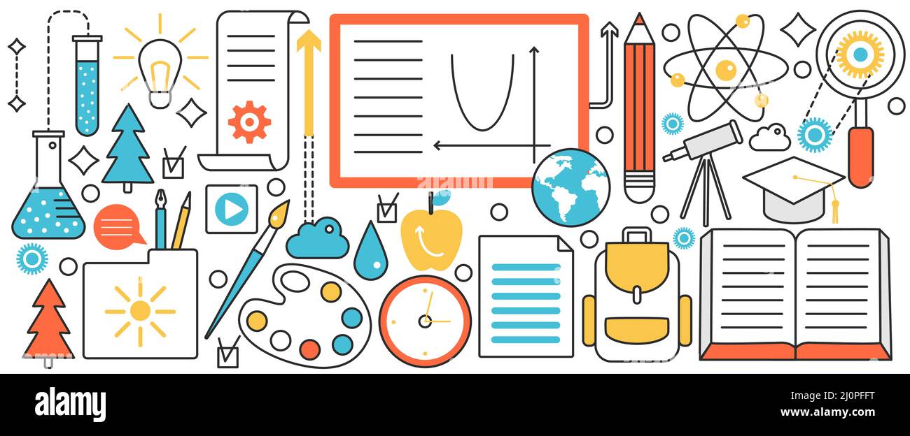School, university or college technology of study. Training process of ...