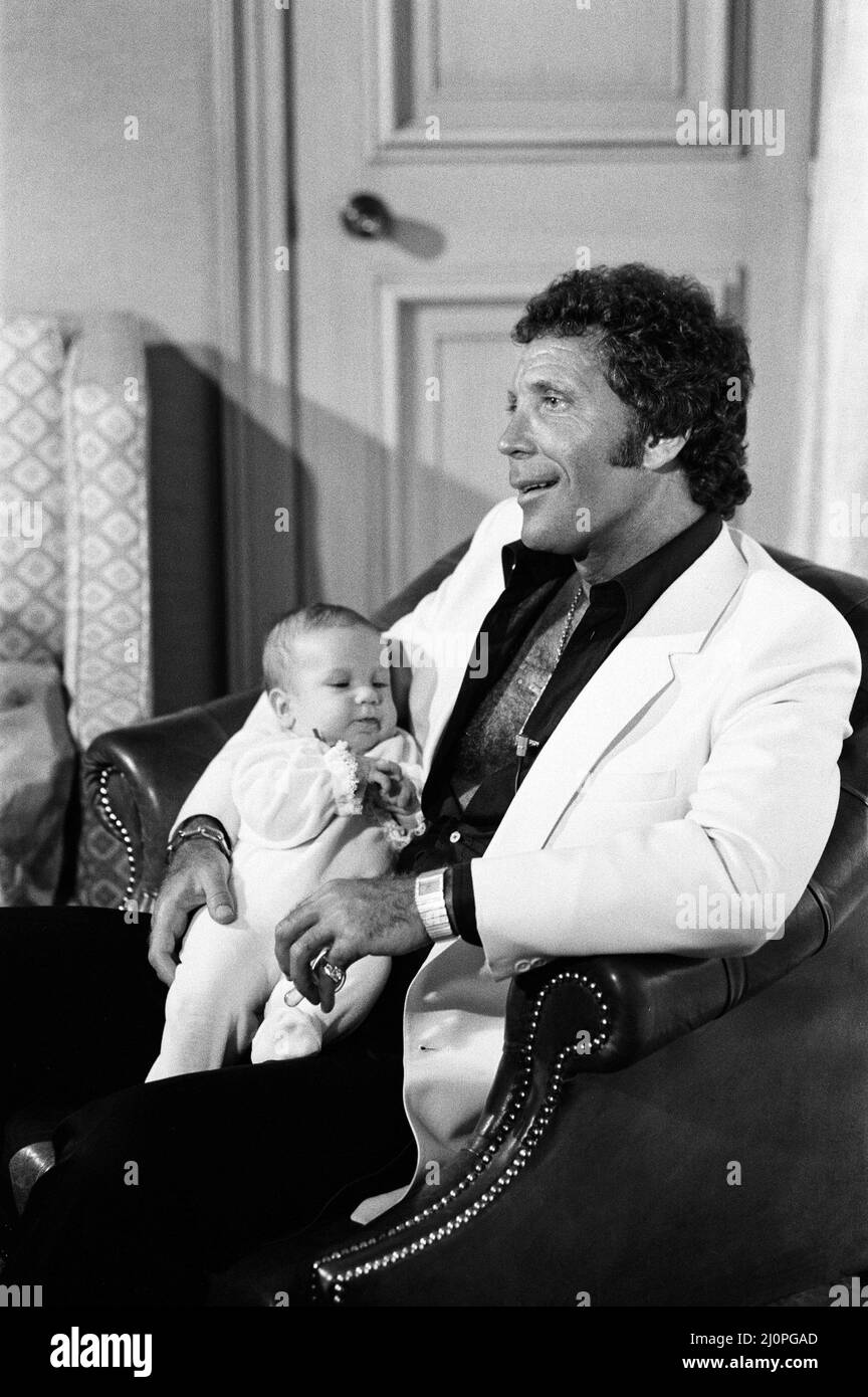 Tom Jones with his grandson Alexander, aged eleven months, in their ...