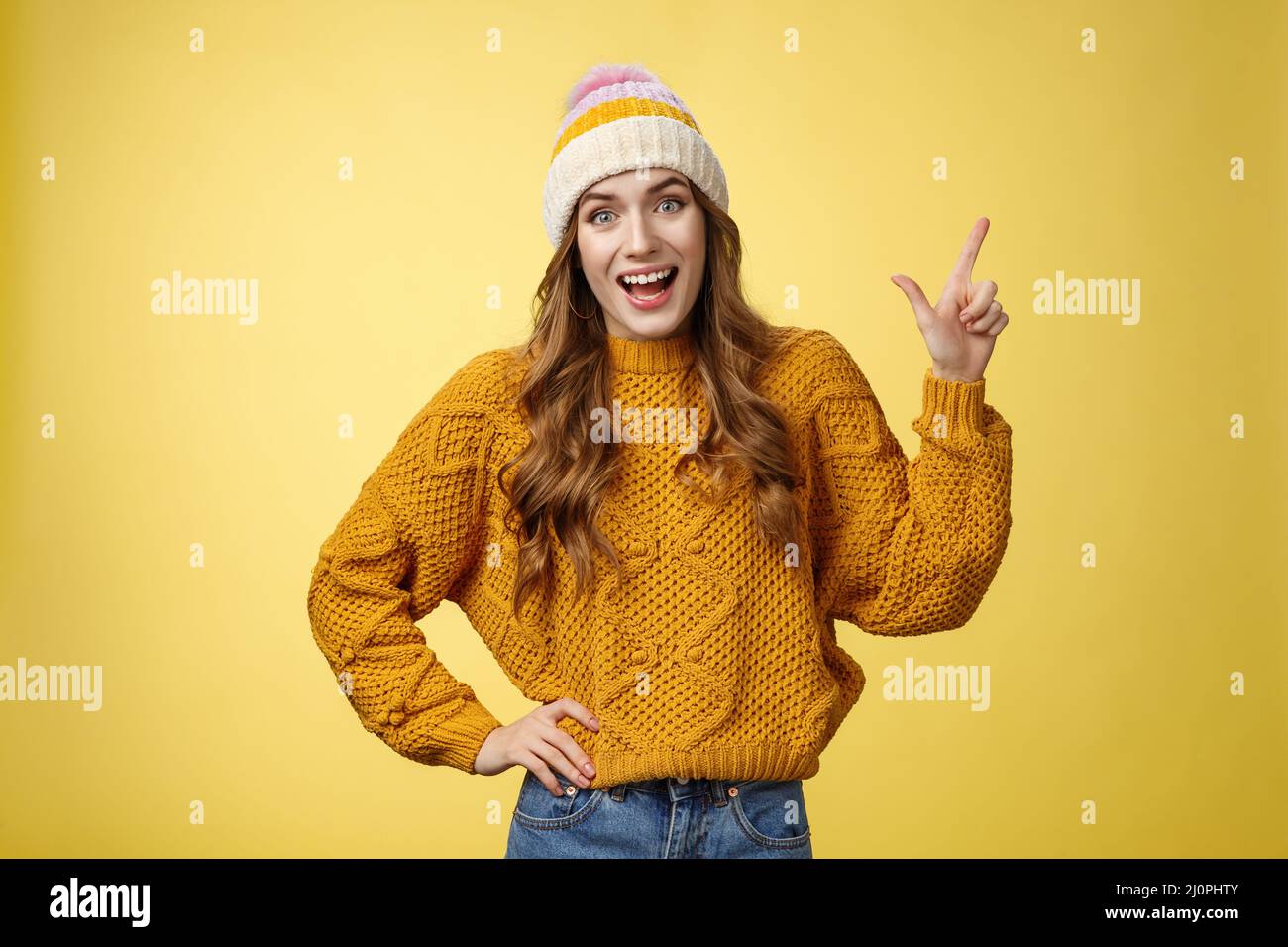 Amused friendly outgoing young girl having fun talking friends amused ...