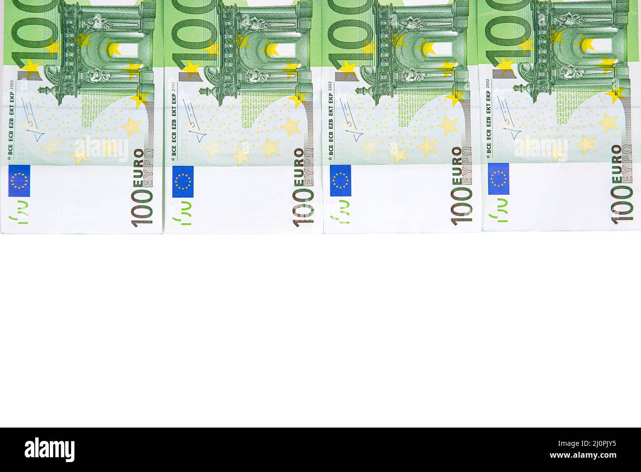 One hundred euro banknotes on a white background Stock Photo - Alamy