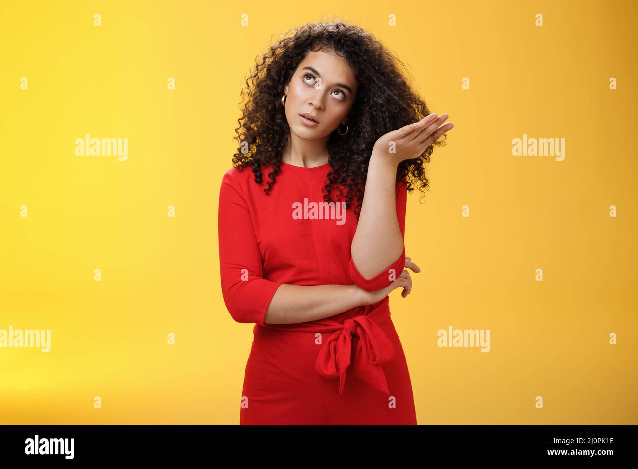 Girl being annoyed unwilling to listen boyfriend yell rolling eyes up ...