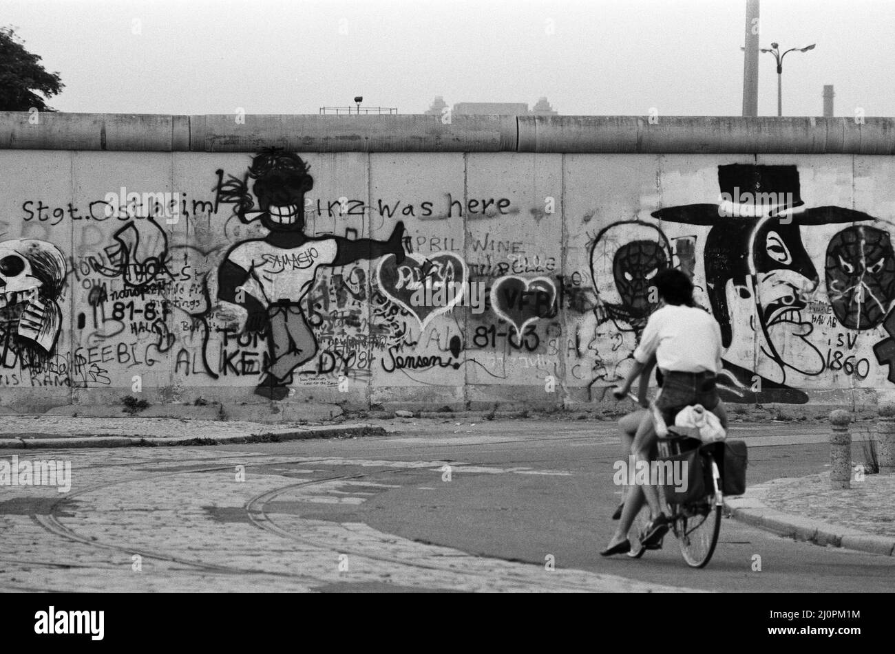 The Berlin Wall. Pictured is the West wall, covered in graffiti. 6th ...