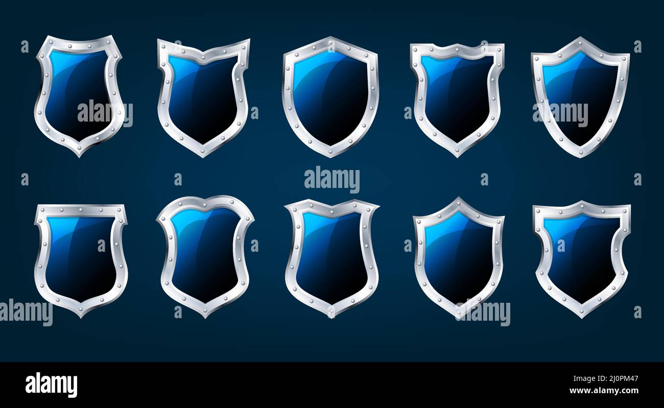 Blue protection shields Stock Vector Image & Art - Alamy