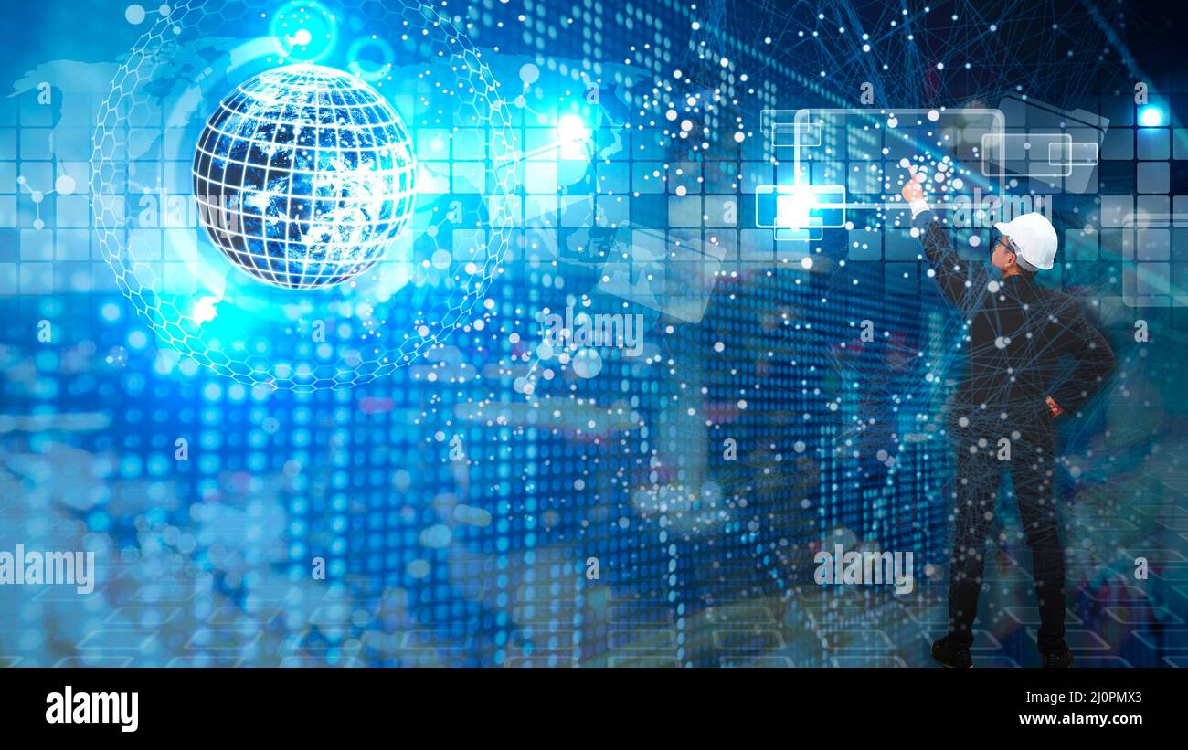 The businessman inside data transformation, big data, IoT, data flow Stock Photo - Alamy