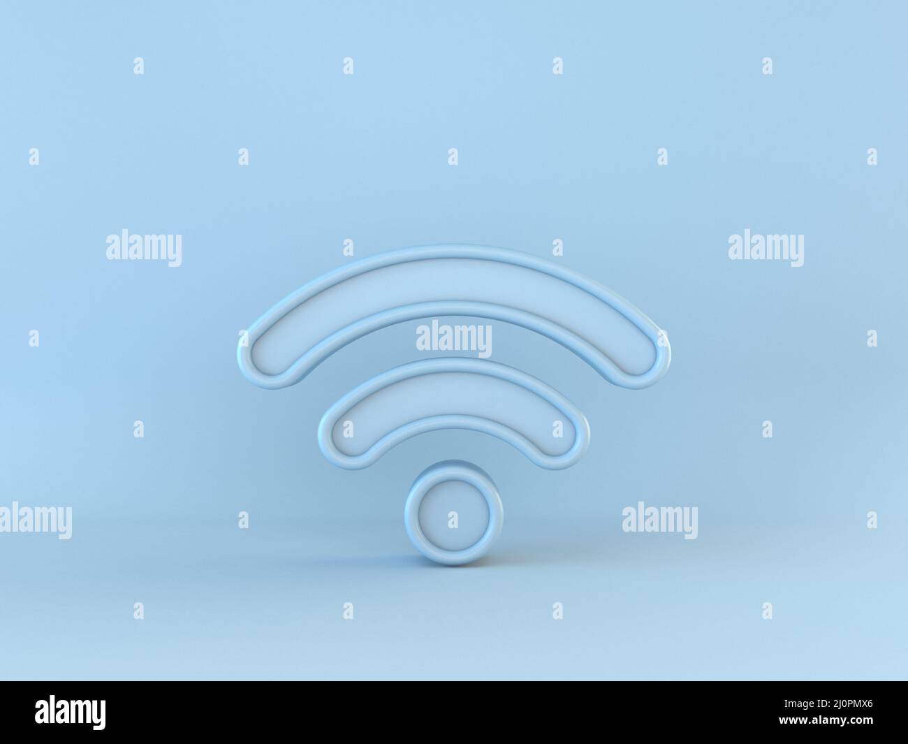 Blue Wi-Fi wireless internet network symbol 3D rendering illustration ...