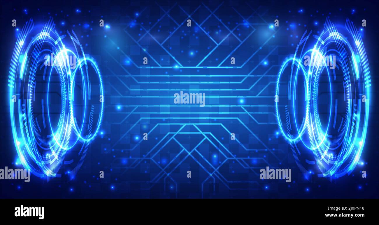 Futuristic Sci-Fi glowing HUD frame and interface screen. Data engineer ...