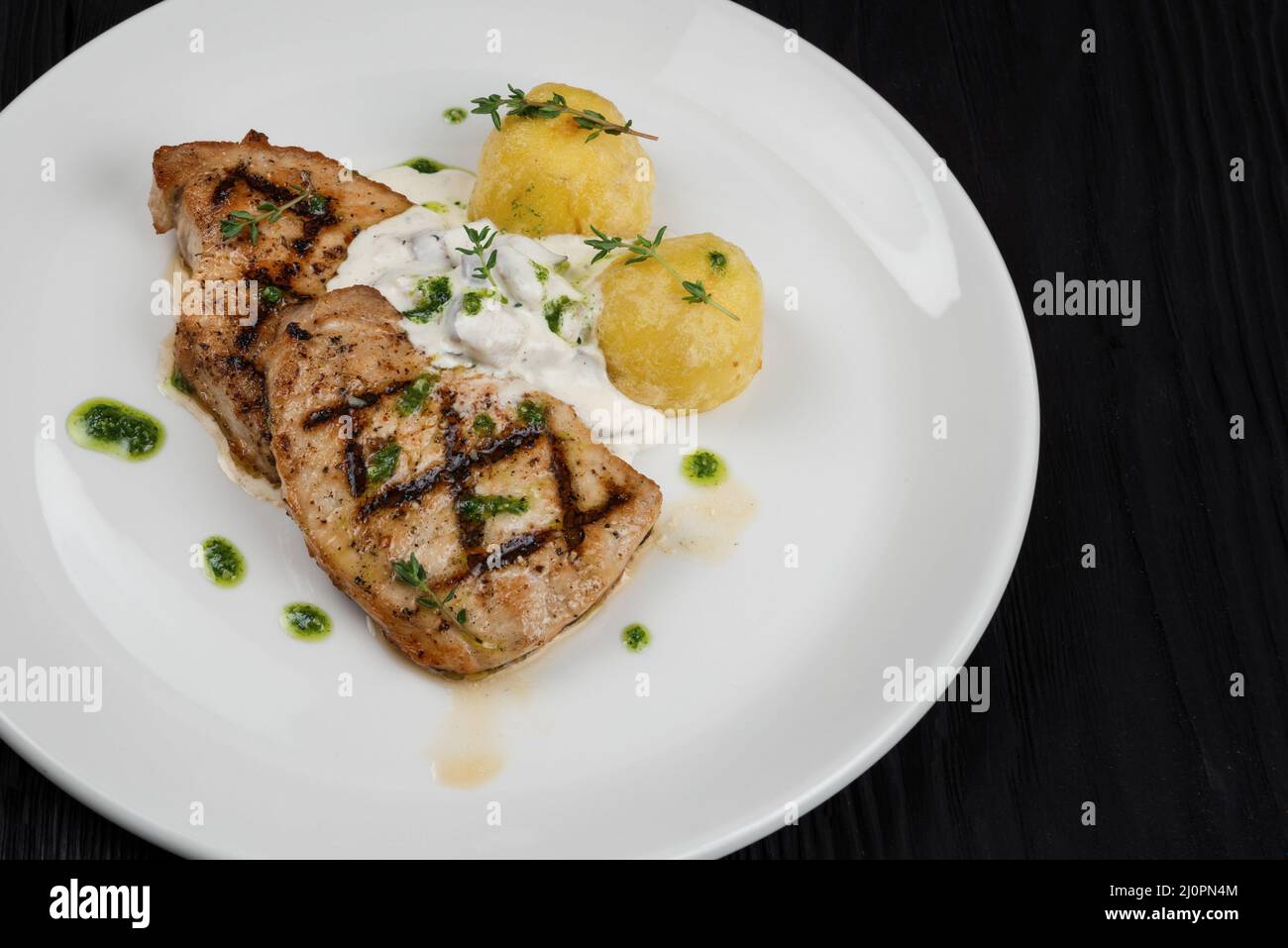 Grilled pork meat with Stock Photo - Alamy