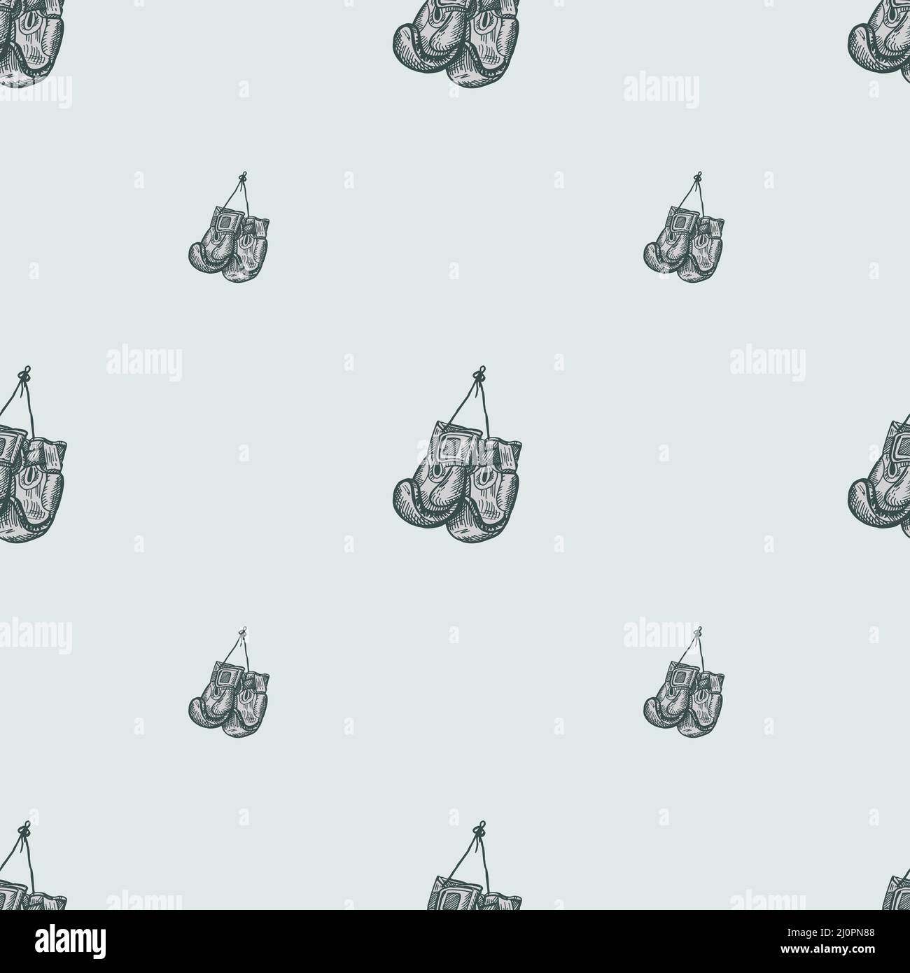 Boxing gloves hanging seamless pattern. Vintage sport inventory ...