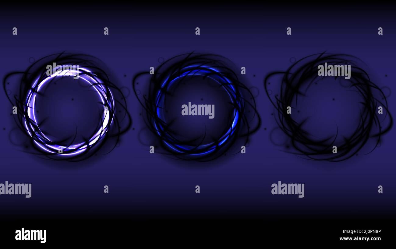 Technology darkness swirl black effect collection. Magic abstract frame ...