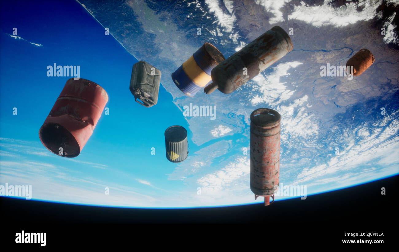 Pollution of the atmosphere of the planet Earth and space Stock Photo ...