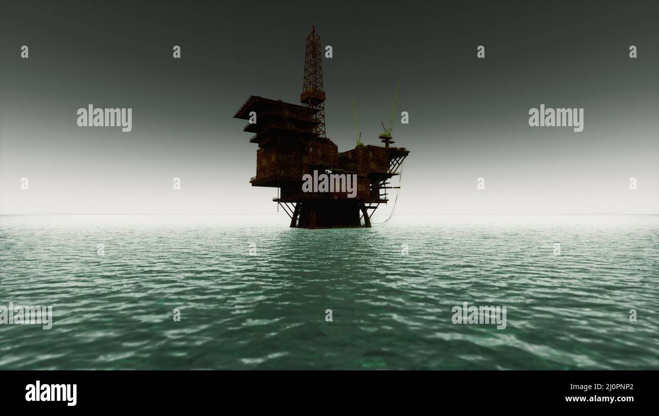 Oil rig and offshore vessel at the sunset Stock Photo - Alamy