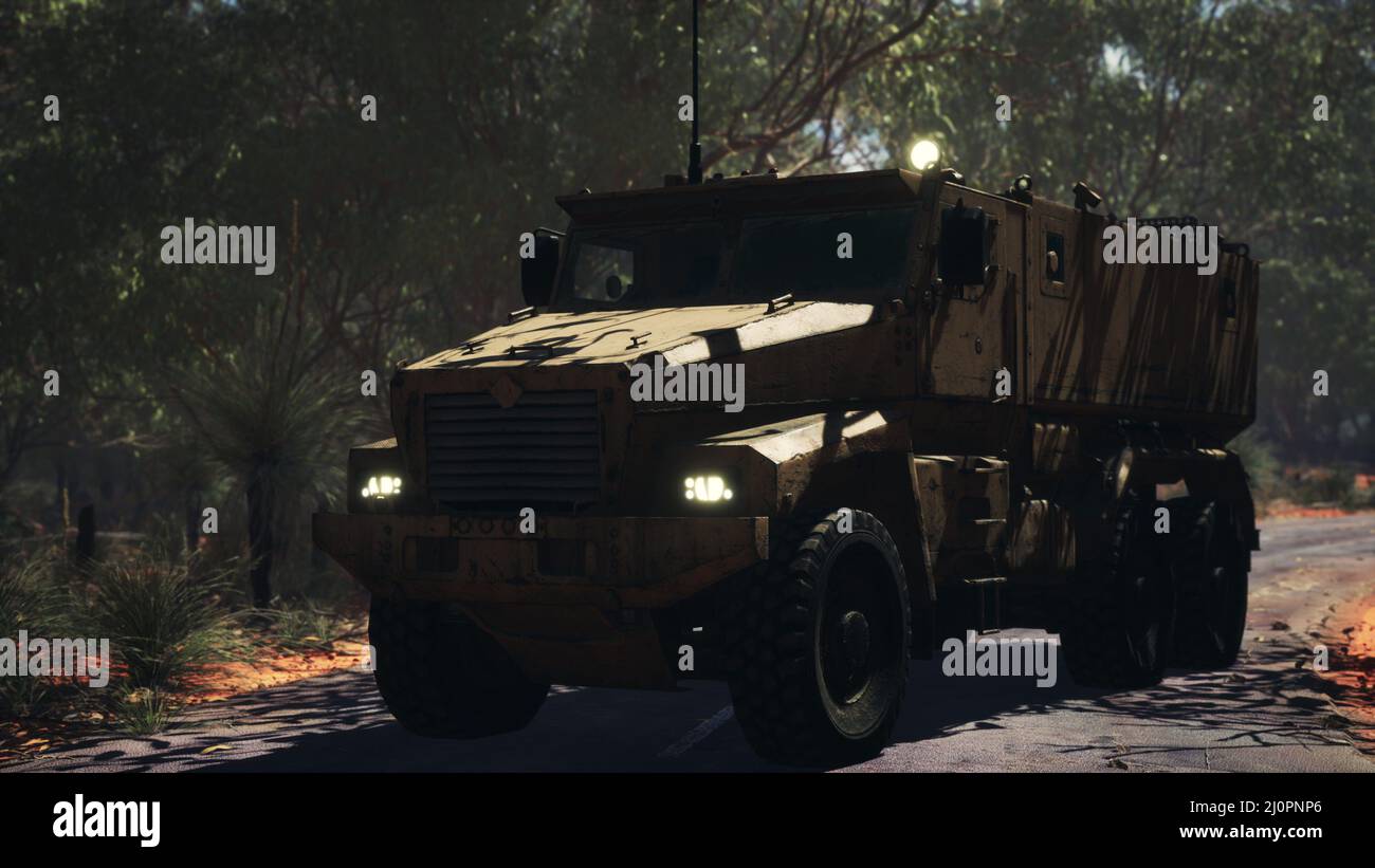 Convoy armored vehicle on the road Stock Photo - Alamy