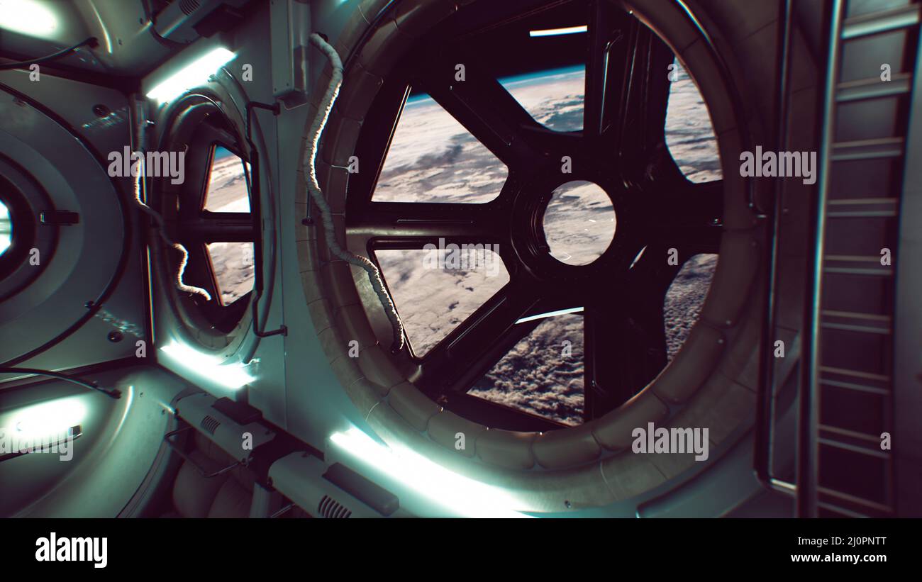 Dark space ship futuristic interior Stock Photo - Alamy