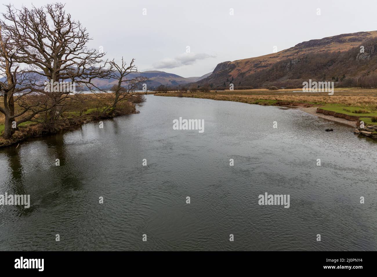 Surroundings after the Chinese bridge, river Derwent, Keswick, Cumbria ...