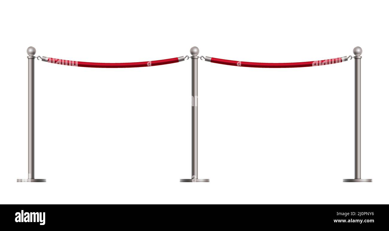 barricade realistic red rope. Vector illustration 3D Stock Vector Image ...