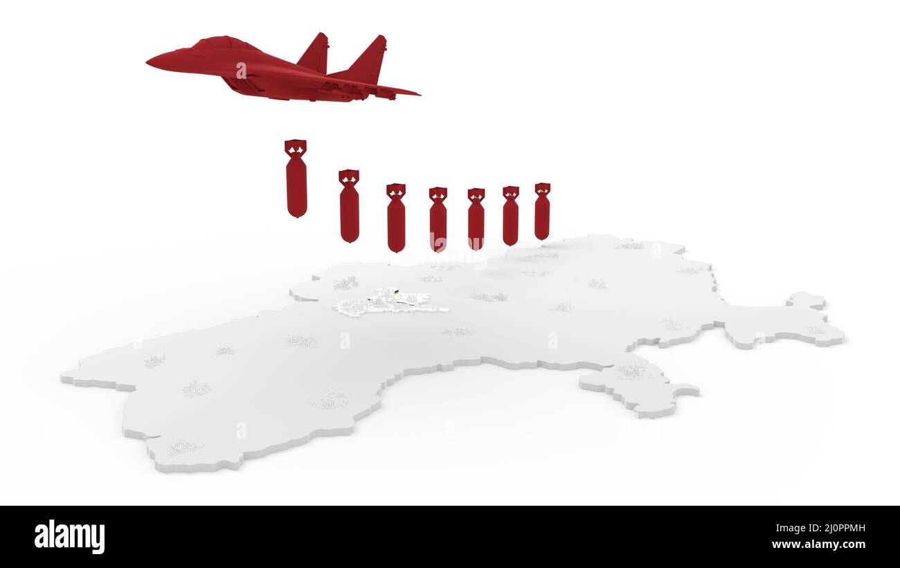 3d stylized schemitic map of Kyiv Kiev capital cyty of Ukraine with ...