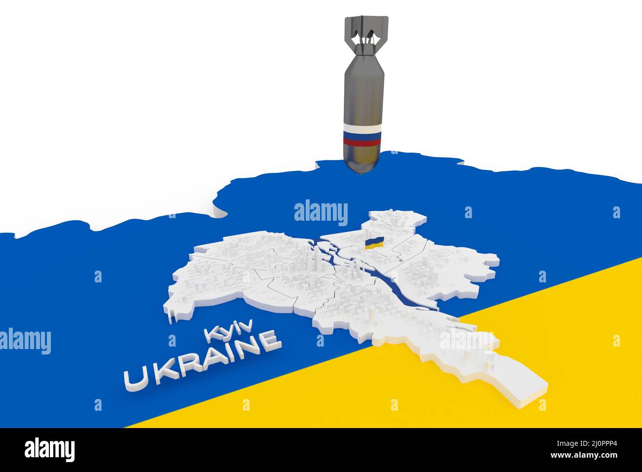 3d stylized schemitic map of Kyiv Kiev capital cyty of Ukraine with ...