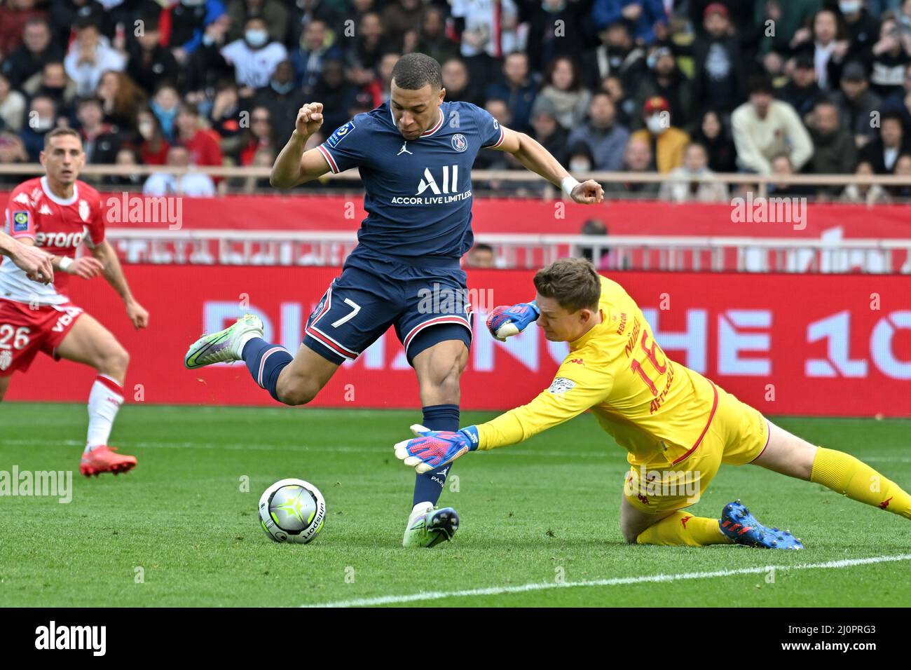 Kylian Mbappe - AS Monaco vs PSG in Monaco, on march 20, 2022. (Photo ...
