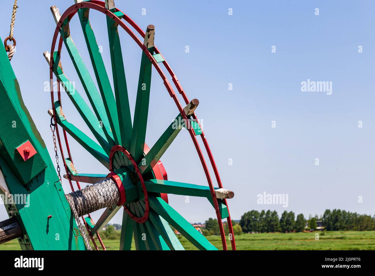 Colorful turning wheel of colorful old windmill in The Neteherlands ...