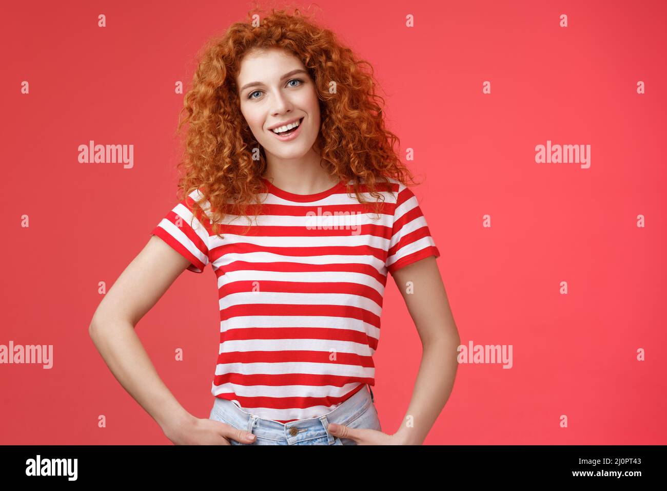 How hanging. Friendly carefree redhead curly-haired relaxed outgoing ...