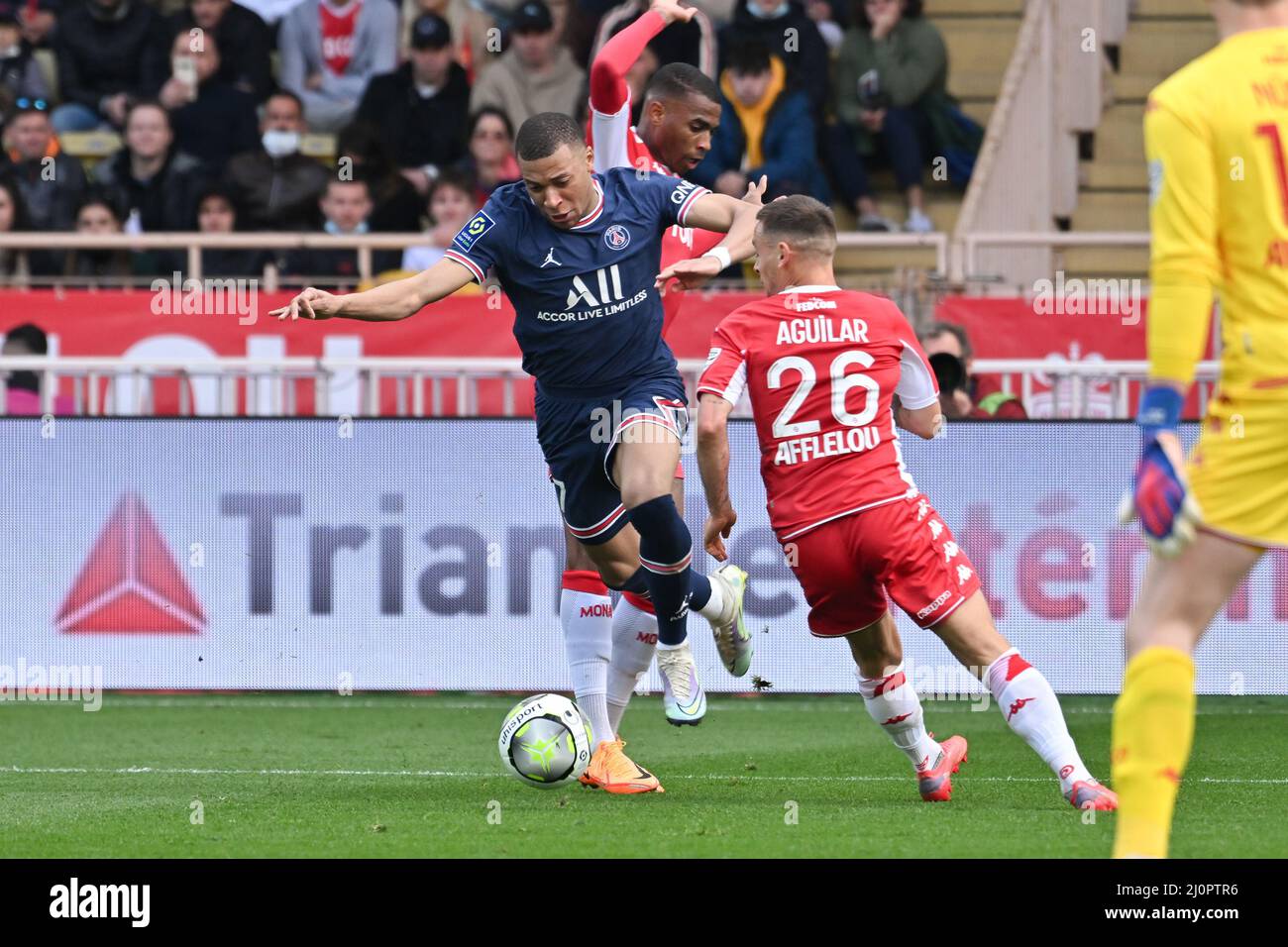 Kylian Mbappe - AS Monaco vs PSG in Monaco, on march 20, 2022. (Photo ...