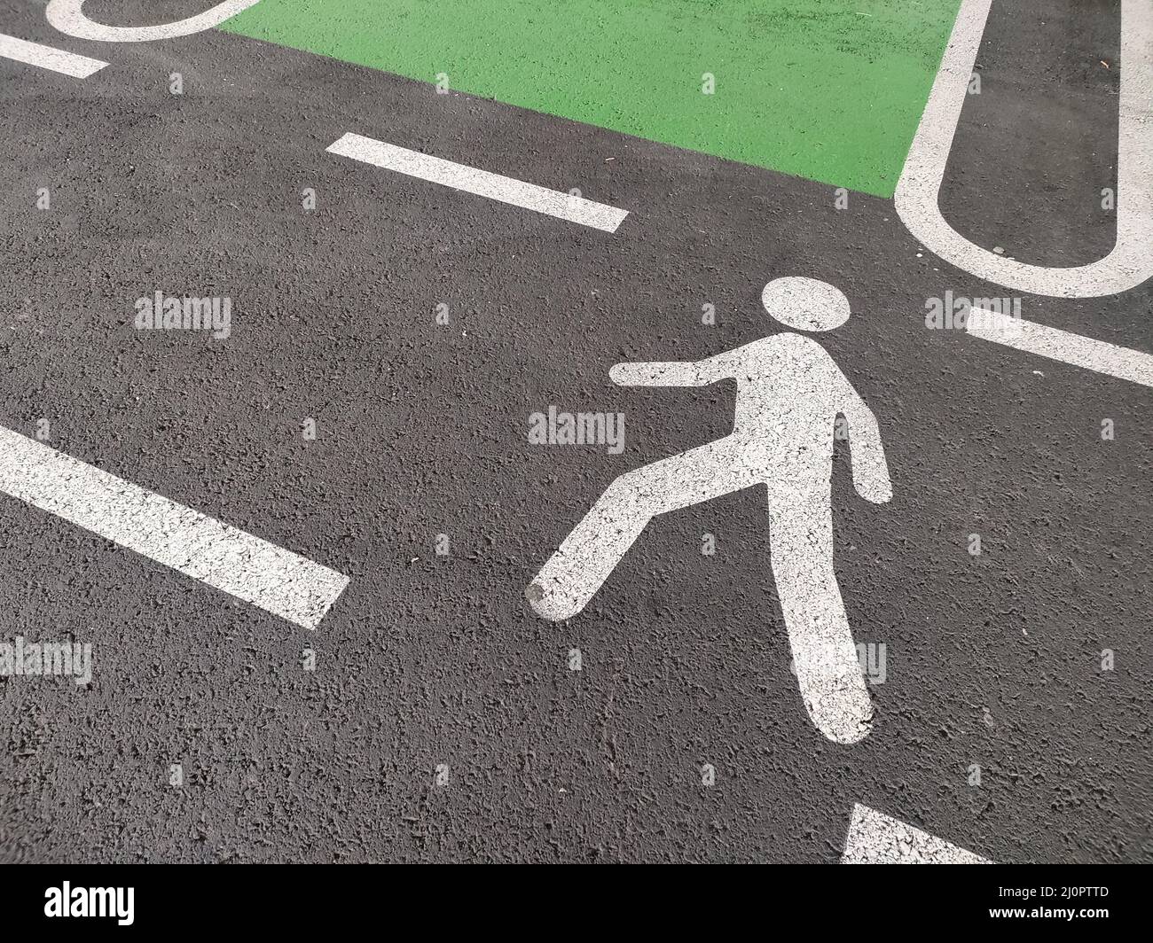 Sign for pedestrians walking area on the road Stock Photo - Alamy
