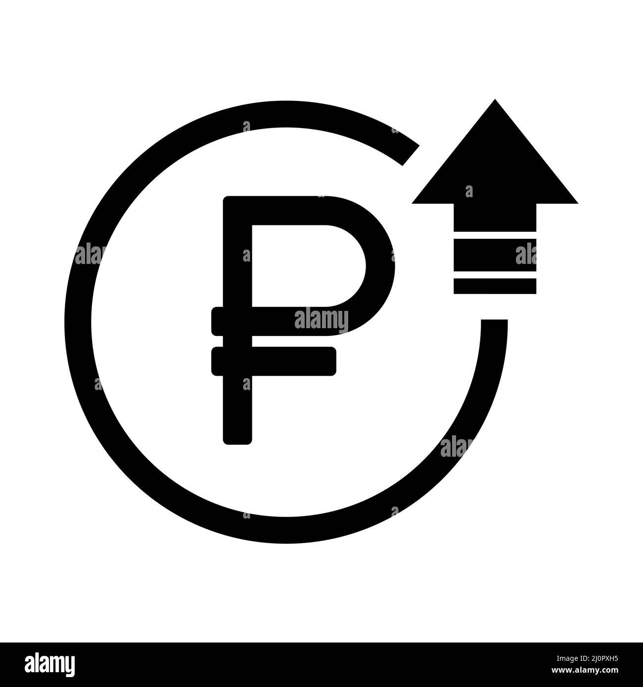 Ruble high symbol, cost increase icon. Growth profit bussiness sign ...