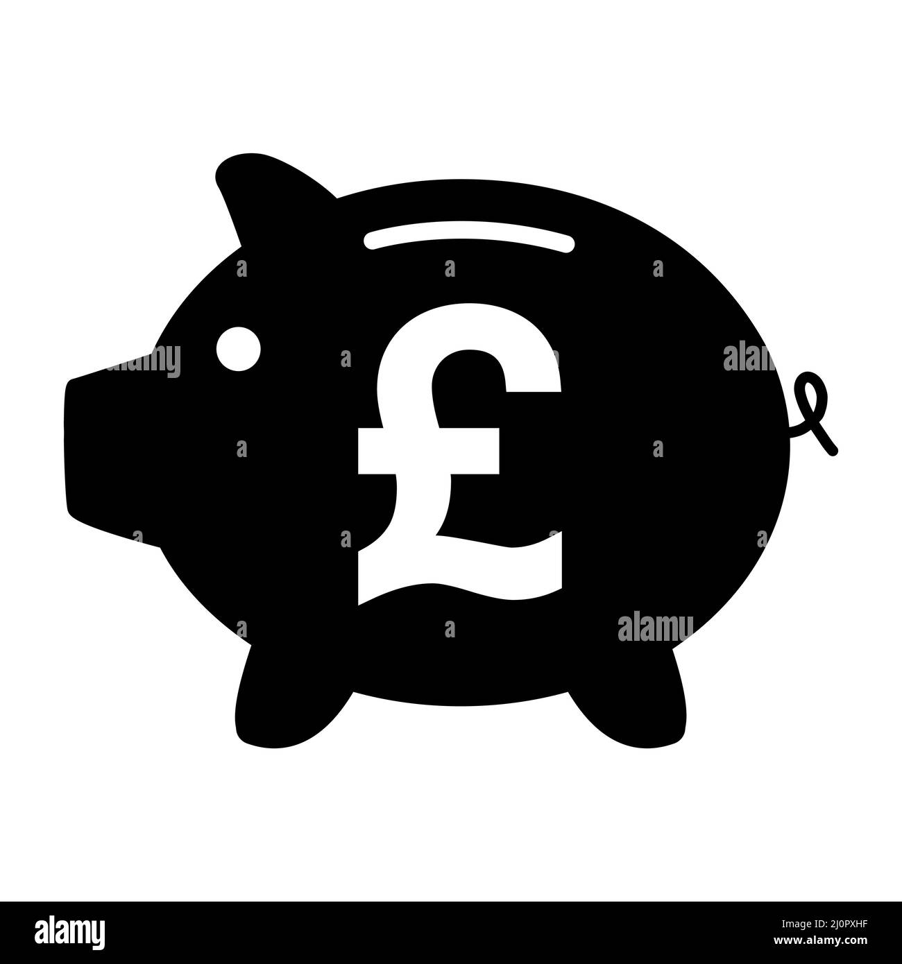 Piggy bank flat icon, sign vector with pound web symbol. Money income ...