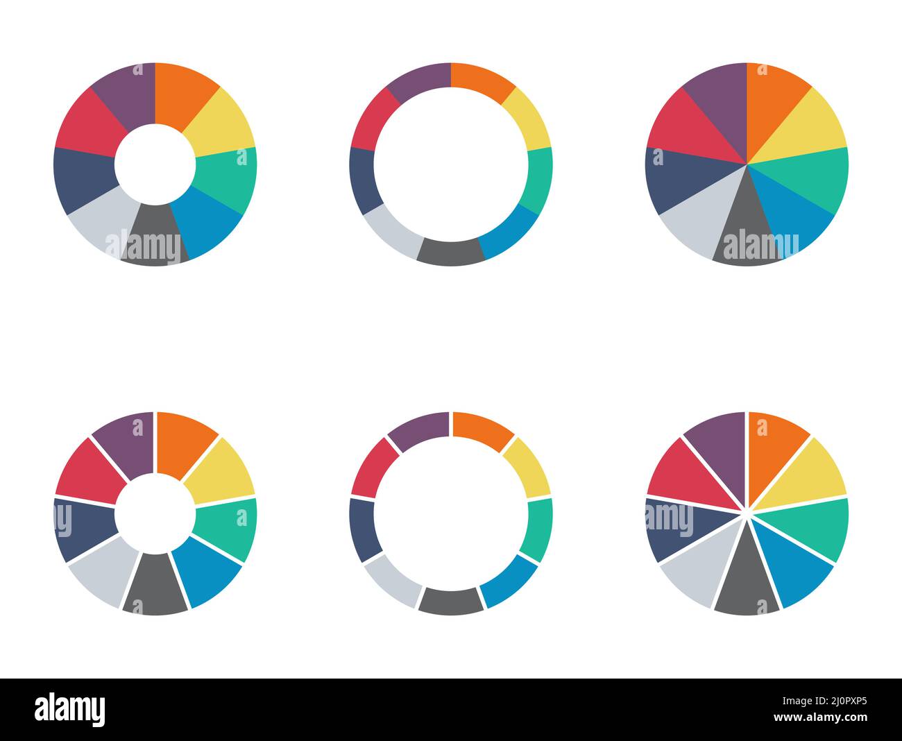 Infographic pie chart set. Cycle presentation diagam of collection 9 ...