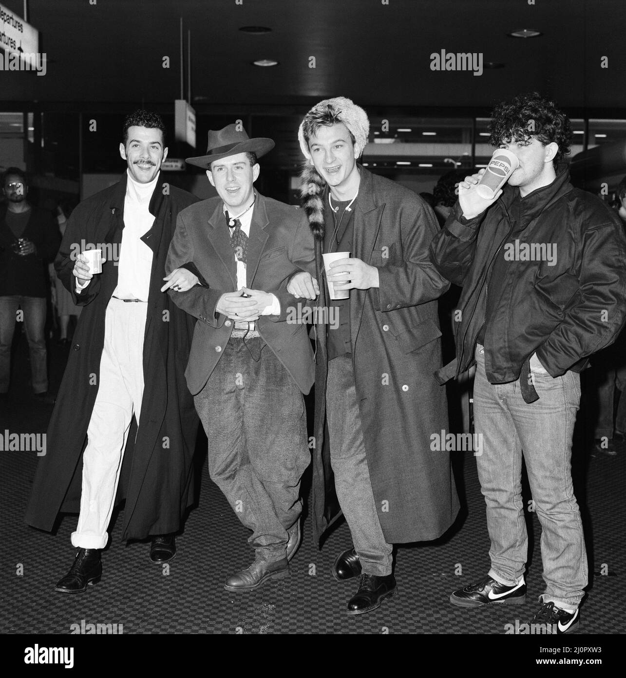 Frankie Goes To Hollywood band members pictured at London Airport. Left ...