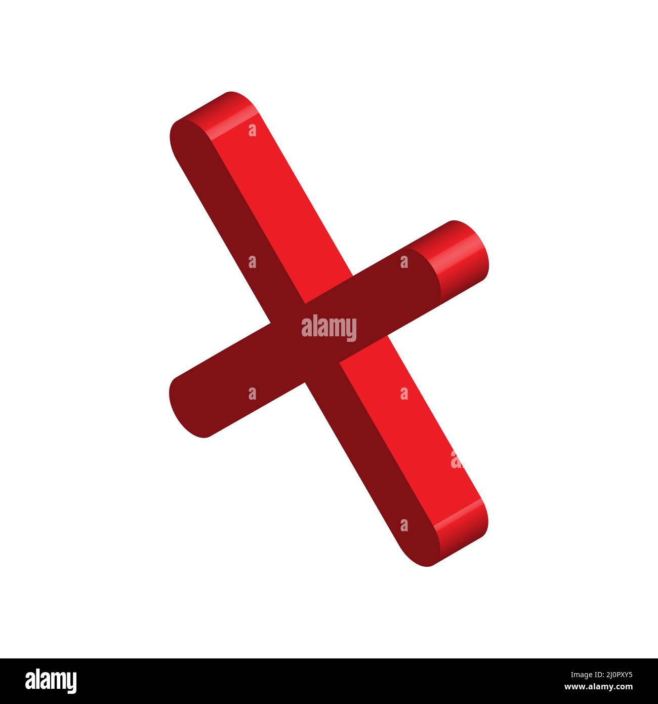 Cross isometric mark icon, X sign, simple error design vector ...