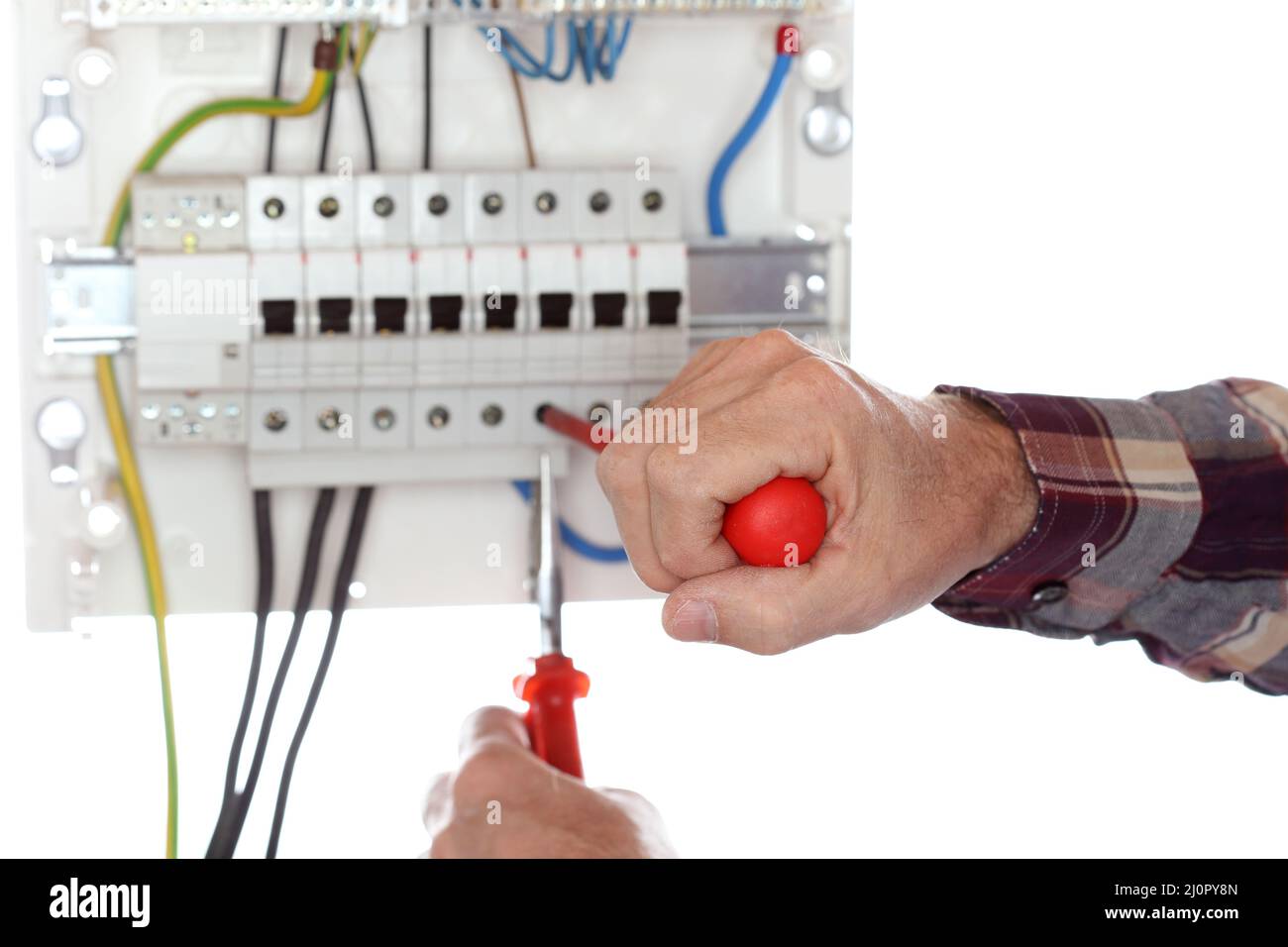 Working on electrical device Stock Photo - Alamy