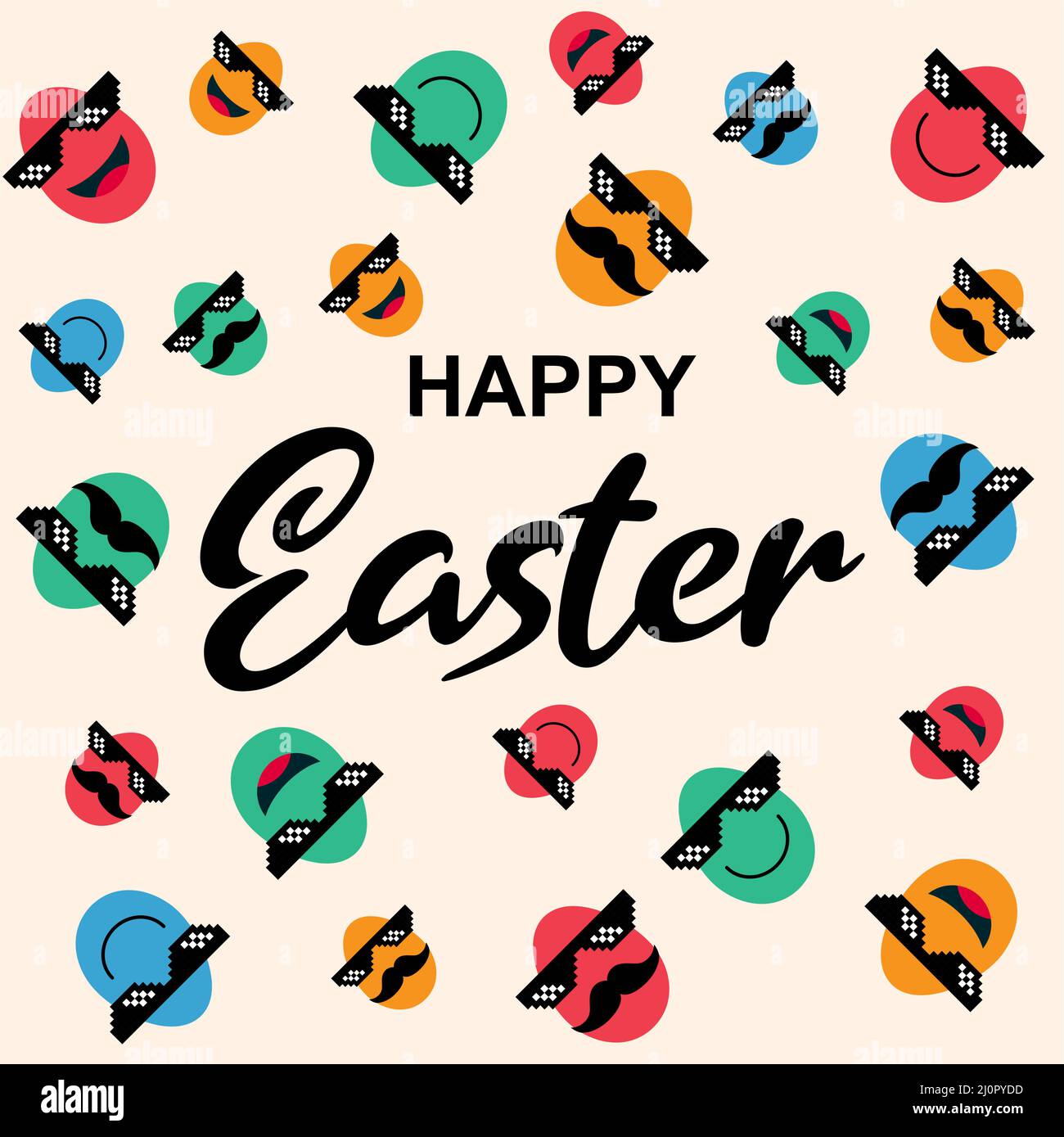 Happy Easter background, happy egg with Pixel Sunglasses, holiday ...