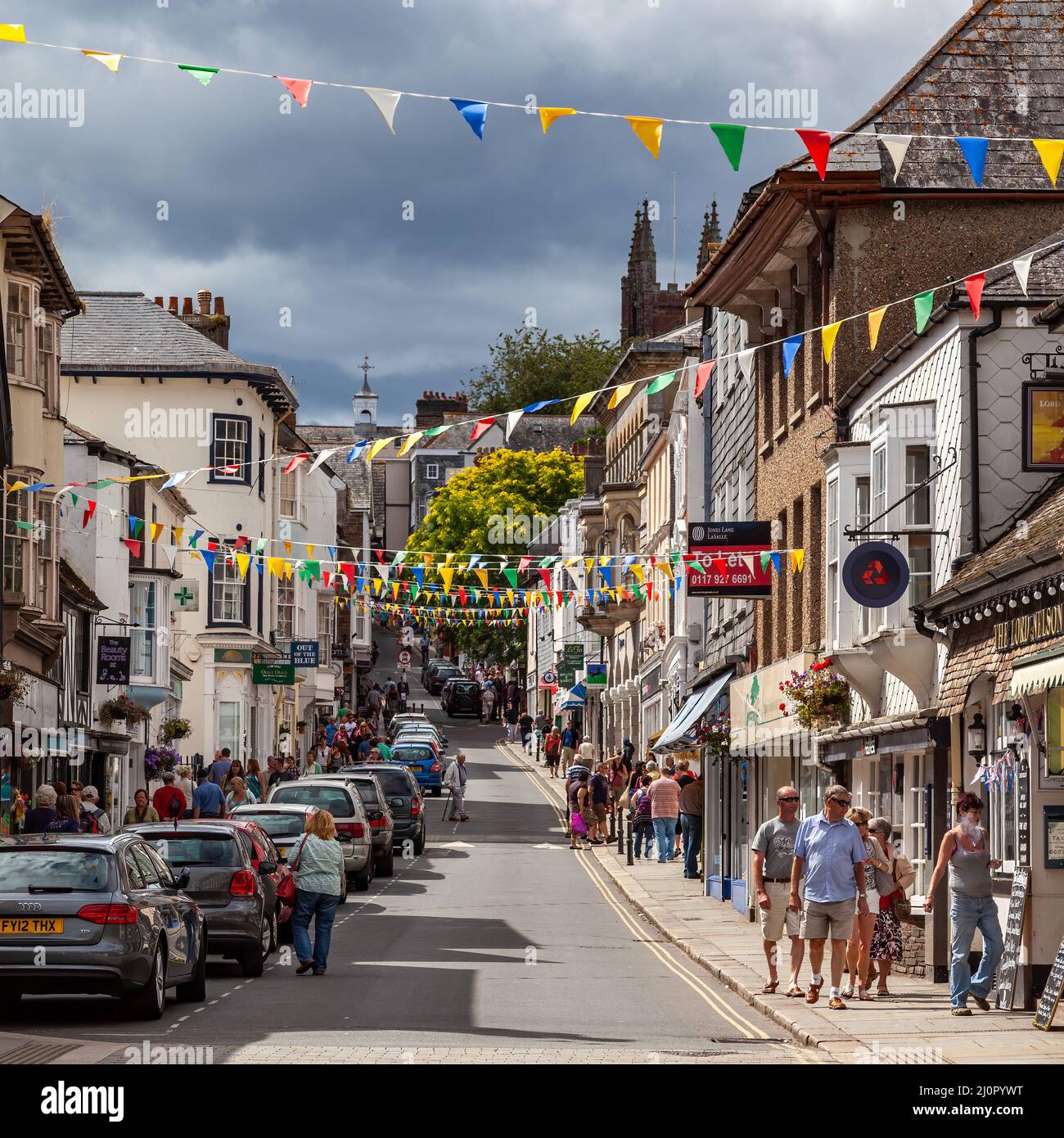 TOTNES, DEVON, UK - JULY 29 :View of the High Street in Totnes on July ...