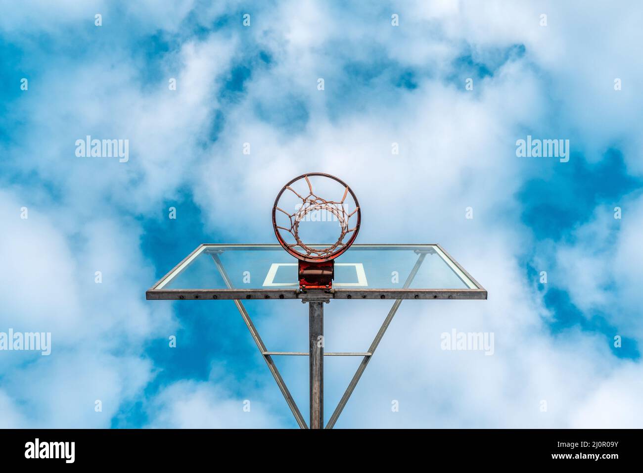 Low angle view of basketball hoop Stock Photo - Alamy
