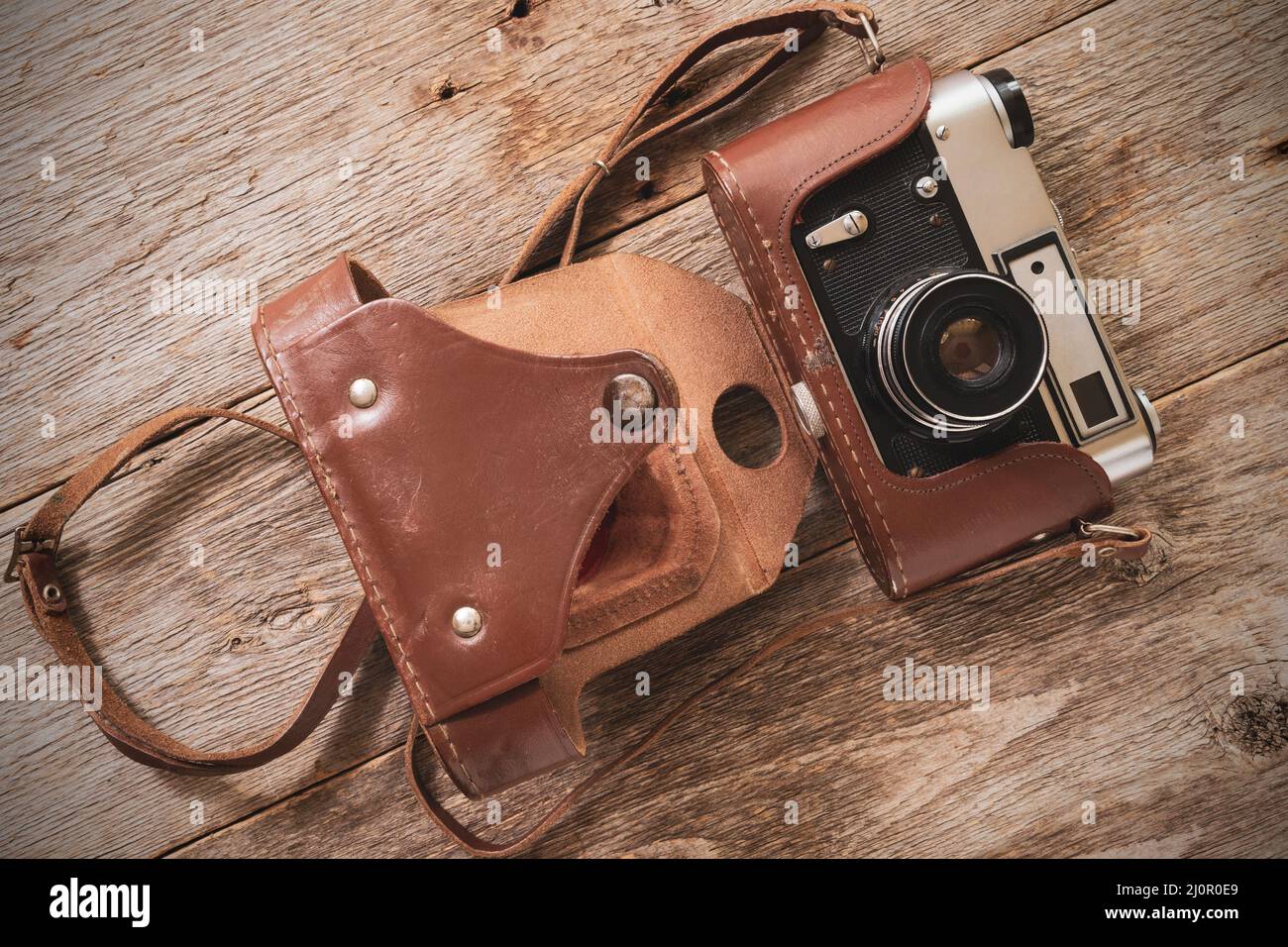 Old film camera top view Stock Photo - Alamy