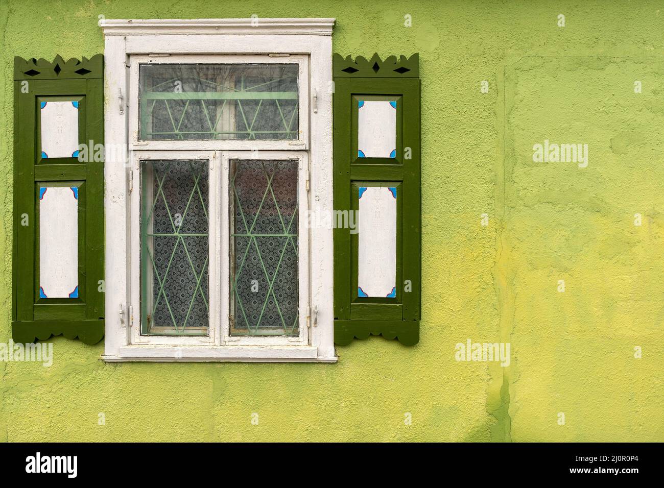 Window with open wooden shutters Stock Photo - Alamy