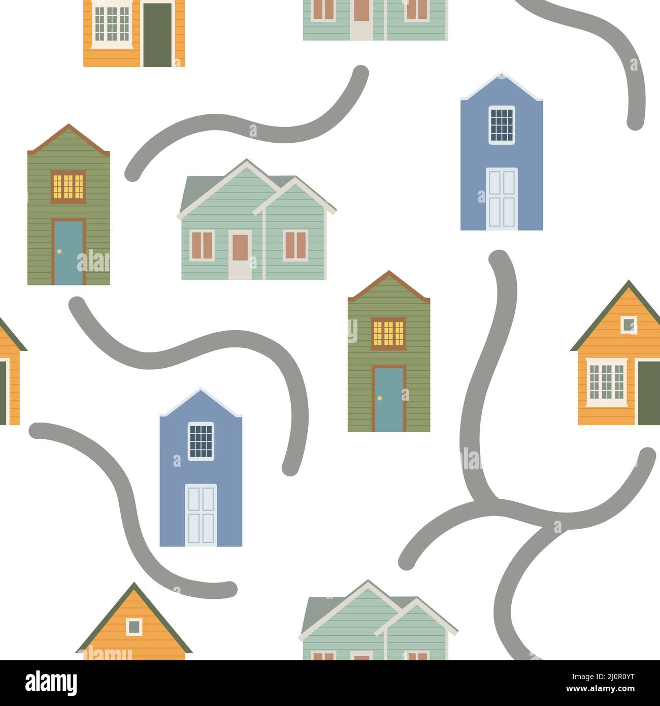 House seamless pattern with road and vector Stock Vector Image & Art ...