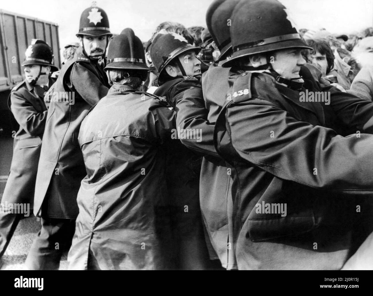 The National Miners Strike 1984 Police struggle to hold back the ...