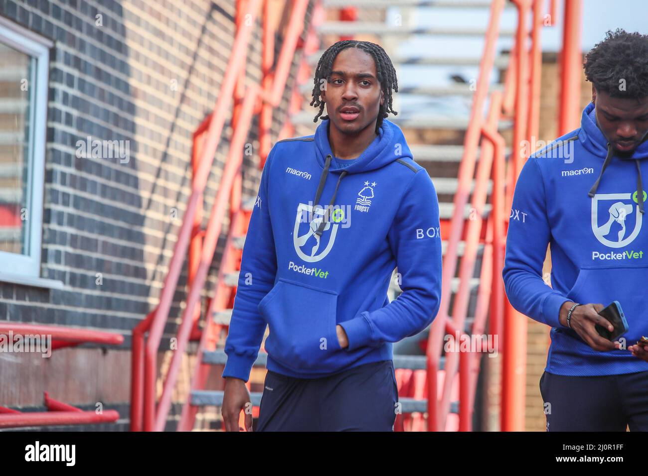 Djed Spence #2 of Nottingham Forest arrives at the City Ground in ...