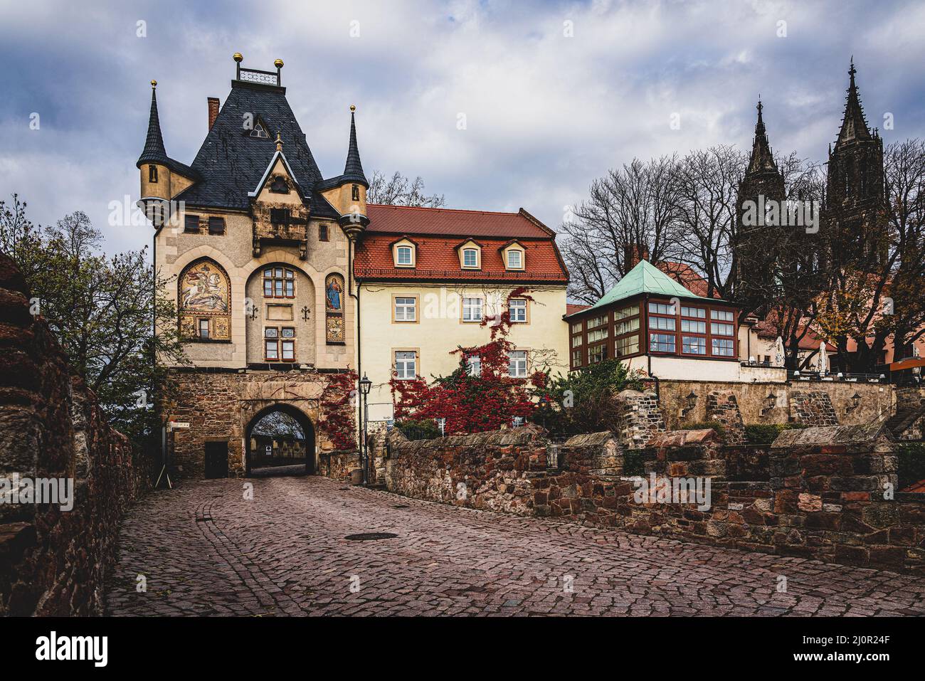 Meissen old town with the middle castle gate Stock Photo - Alamy